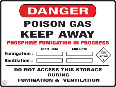 Danger Poison Gas Fumigation Safety Sign/Sticker in Various Sizes ...