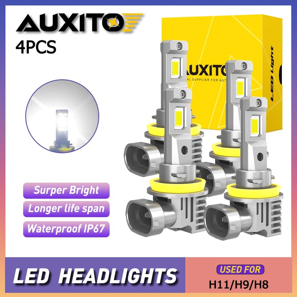 White AUXITO H8 H9 H11 LED Headlight Bulbs Hi/Lo Beam Conversion Kit ...