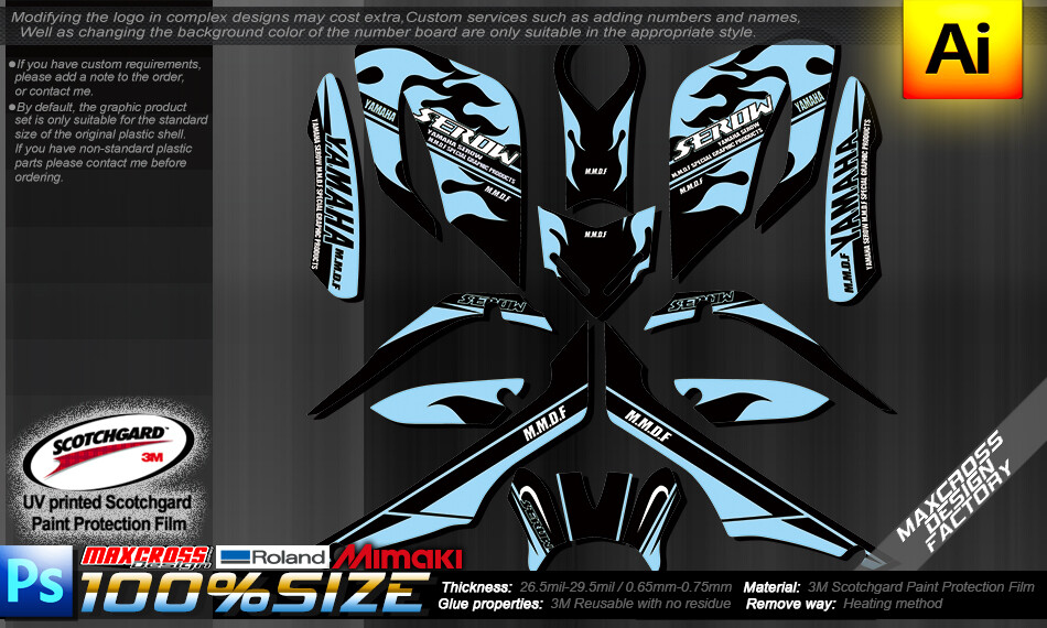 YAMAHA SEROW 250 XT250X XT250 2005 - 2022 MAXCROSS GRAPHICS KIT DECALS ...