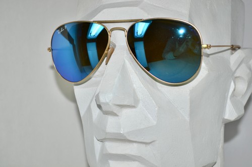 Ray Ban Italy 3025 112/4L Gold Blue/Flash 58 Aviator Unisex Polarized ...