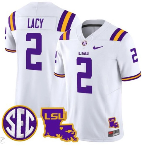 Kyren #2 Lacy 2025 Louisiana Patch MEN Stitched Jersey White | eBay