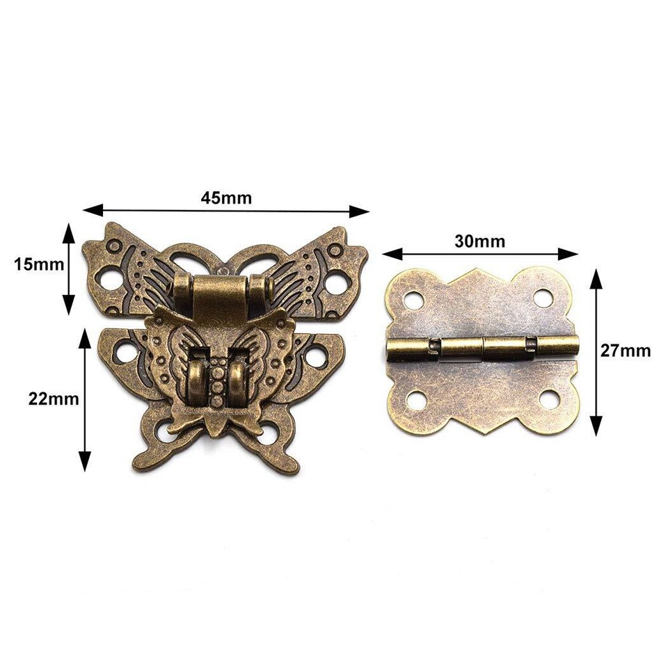 Antique Bronze Butterfly Hasp Latch Vintage Padlock Box Corner ...