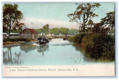 1906 Owasco Outlet And Steamer Mildred Lake Auburn New York NY Antique ...