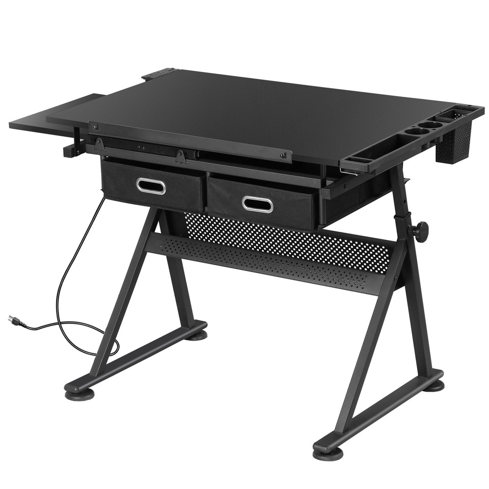 Drawing Drafting Table Stage Platform Adjustable Height W/ Stool Outlet ...