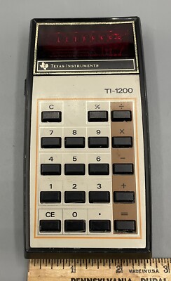 Vintage Texas Instruments TI-1200 Calculator Red LED Display Works Good ...