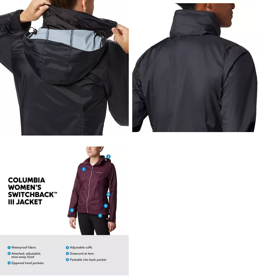 COLUMBIA womens Switchback rain Jacket Hidden hood Plus Size 2X Blue | eBay