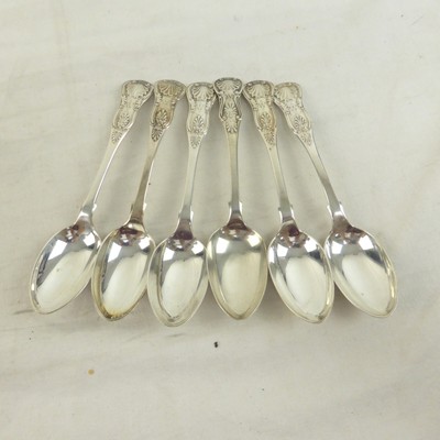6 Silver Teaspoons Including John Round & Son Kings Pattern Antique 156 ...