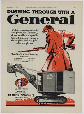 1929 General Excavator Ad: 1/2 Yard General - Pushing Through - Marion, OhiO | eBay