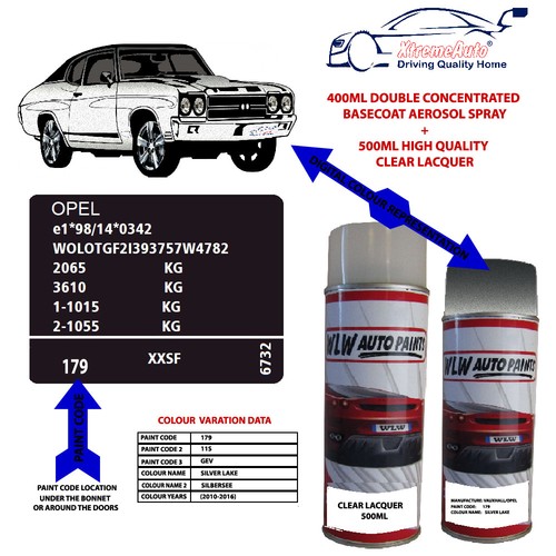 For vauxhall Aerosol Spray basecoat paint SILVER LAKE 179,11S,GEV,811S ...