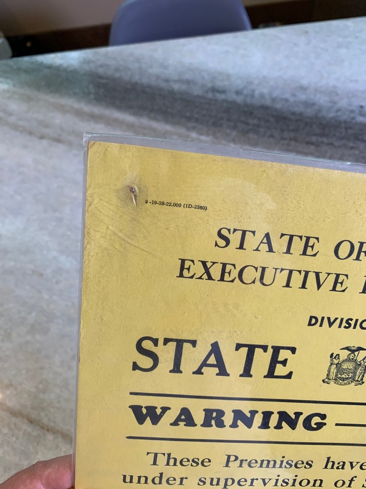 Antique Vintage New York State POLICE Warning Notice Sign Plaque NYPD N ...