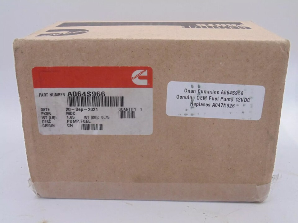 Genuine OEM Onan Cummins A064S966 Fuel Pump 12VDC; Replaces A047N926 ...