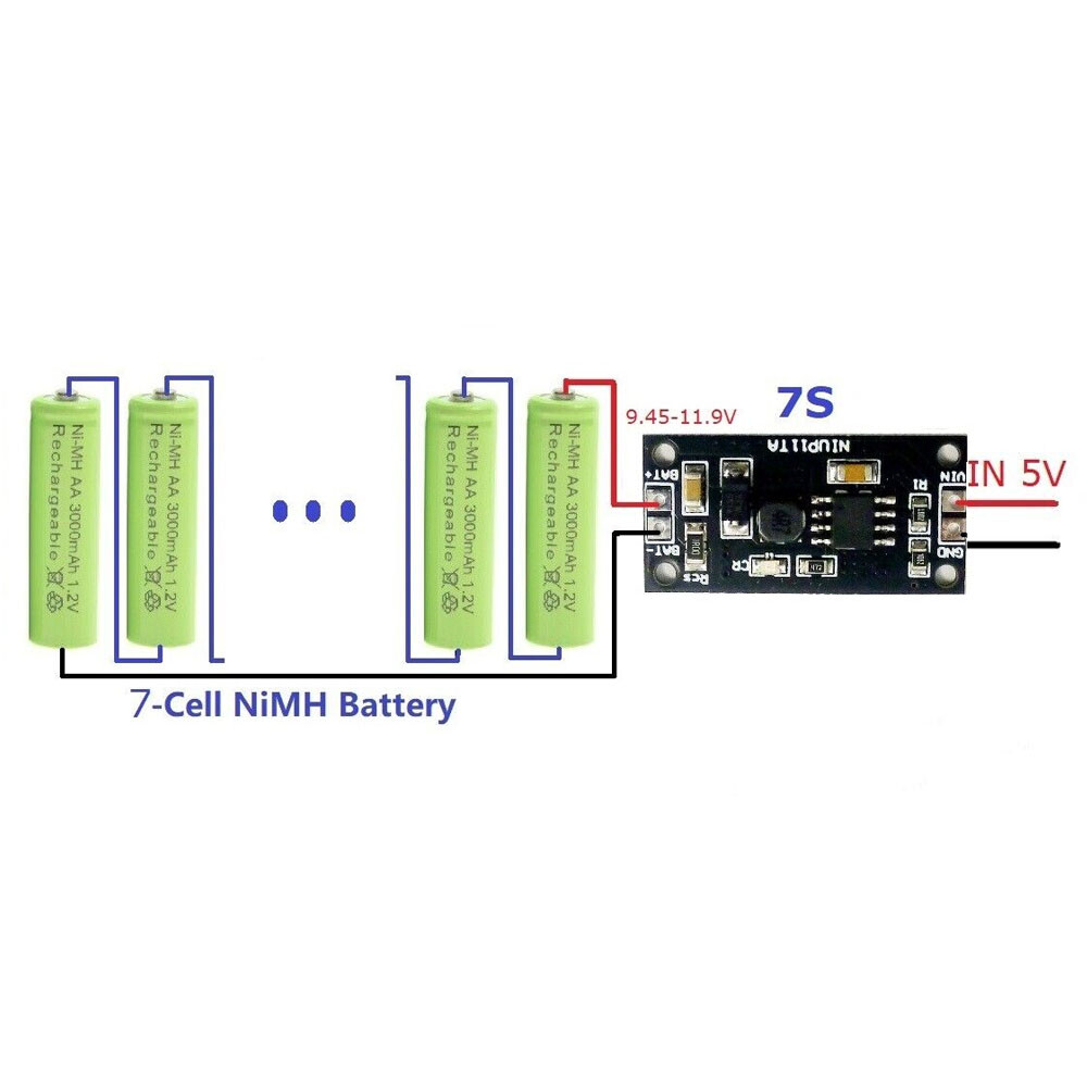 7Cell DC4.5V-5.5V to 9.45V-11.9V NiMH NiCd Rechargeable Battery ...