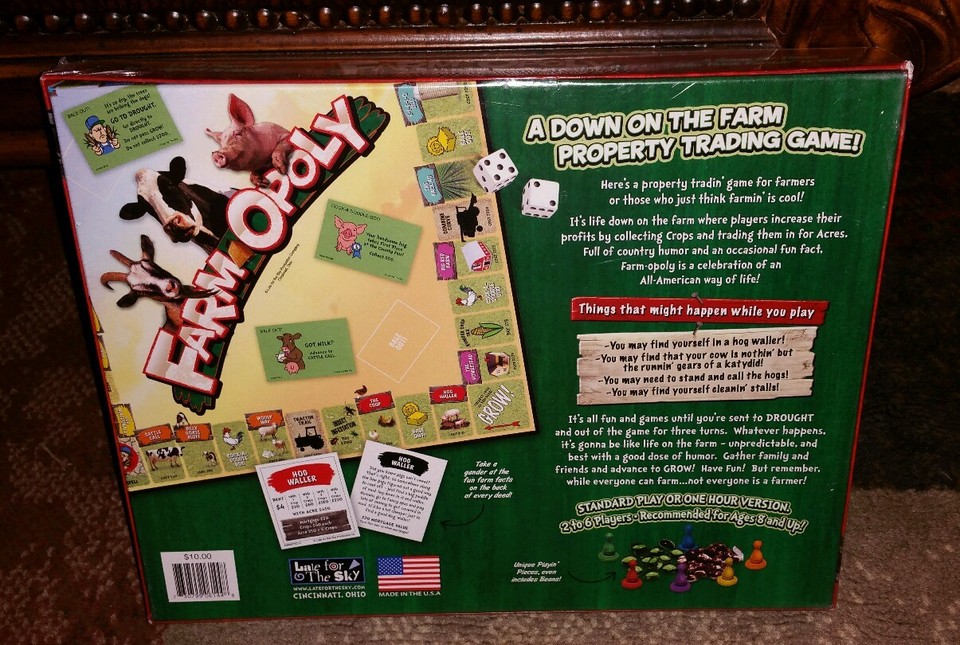 New Sealed Late For The Sky Farm-Opoly Board Game Farmopoly Farm Theme ...