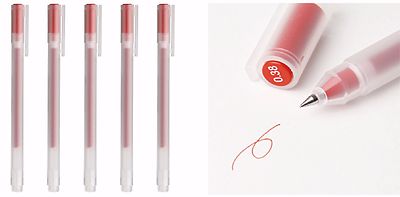 MUJI MoMA Color Gel Ink Ball-Point Pen 0.38 mm #RED 5 pcs Set Made in ...