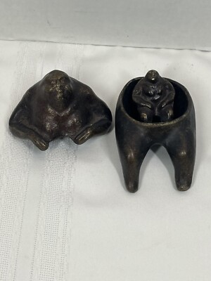 Scott Nelles Bronze Abstract Fat Man Box with Little Man Art Sculpture ...