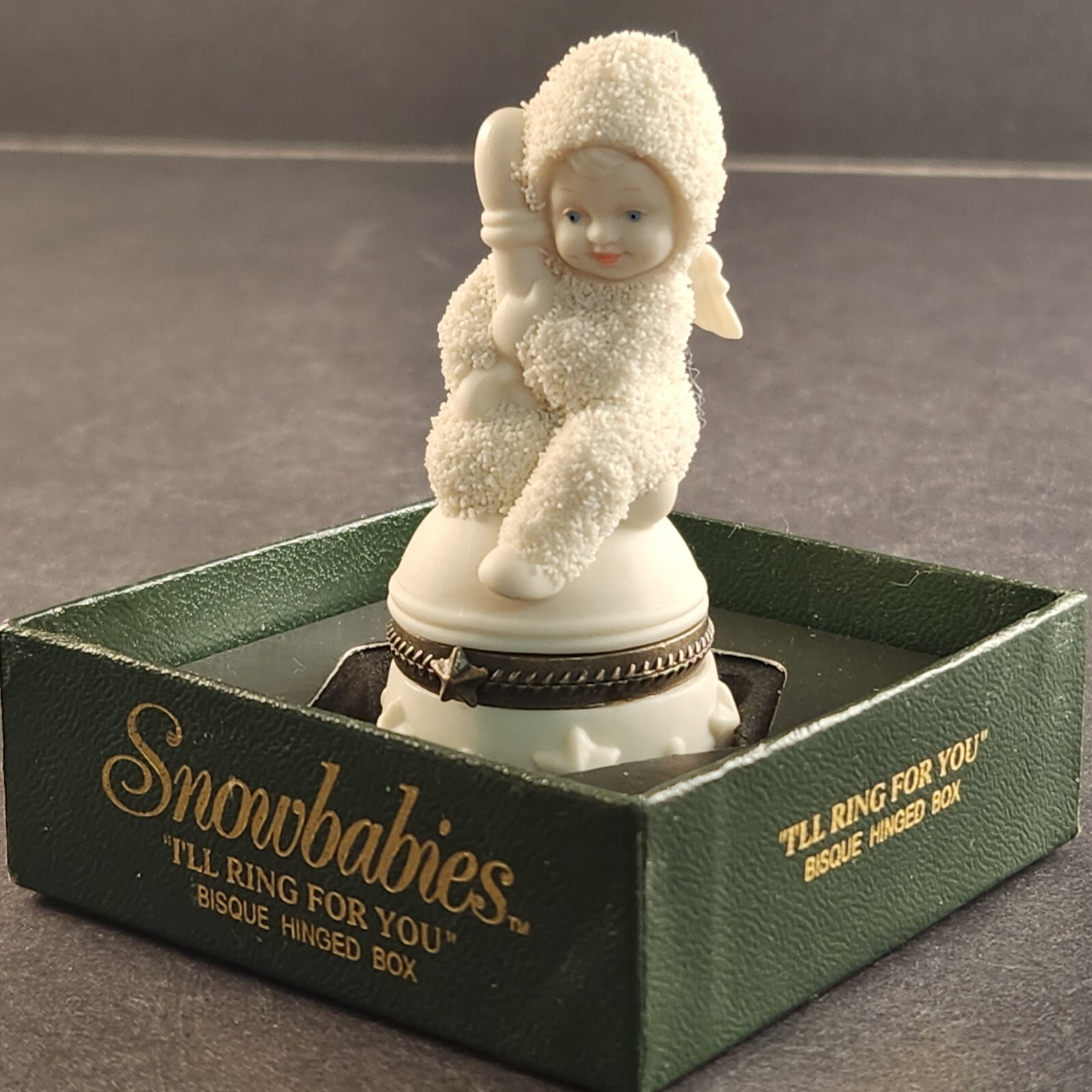 Snowbabies Dept 56 Bisque Hinged Box I'LL RING FOR YOU 68928 Retired 7" | eBay