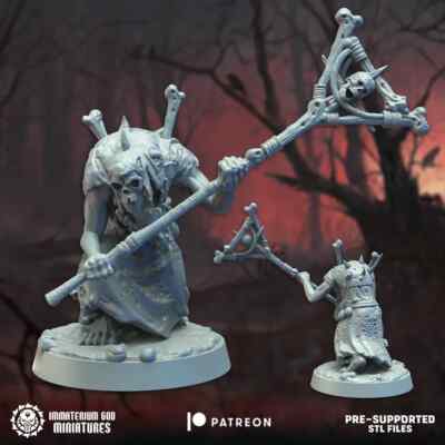 Ghoul Wizard - Undead Ghoul Wizard + Custom 32mm Skull Base. Fantasy ...
