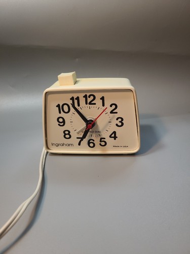 Vintage Retro Ingraham Electric Alarm Clock Dial Model 49784 White-Made ...
