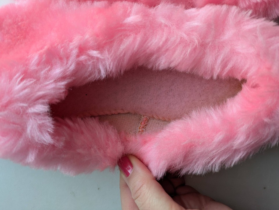 Vintage Sure-eez Hot Pink Fuzzy Slippers Small 7 7.5 | eBay