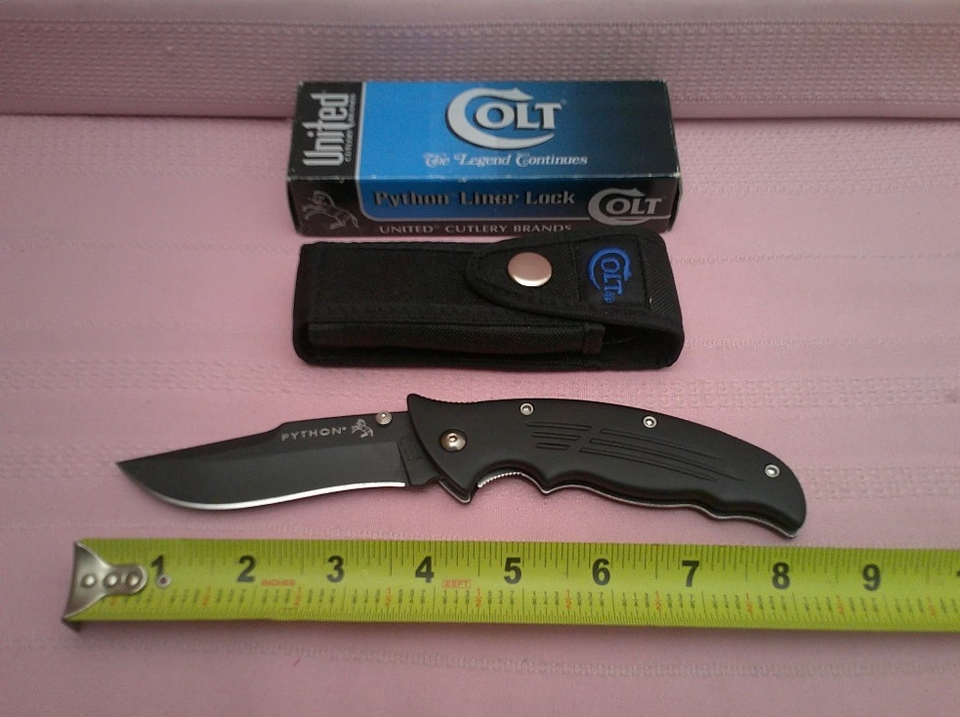 NIB Rare 1997 Ken Onion Design Colt Python Black Liner Lock Knife with ...