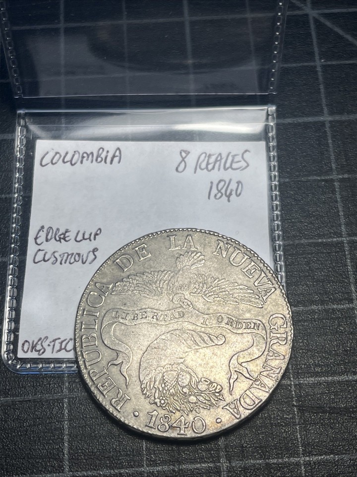 Colombia Silver 8 Reales 1840 - Small Edge Clip, Lustrous Well Struck ...