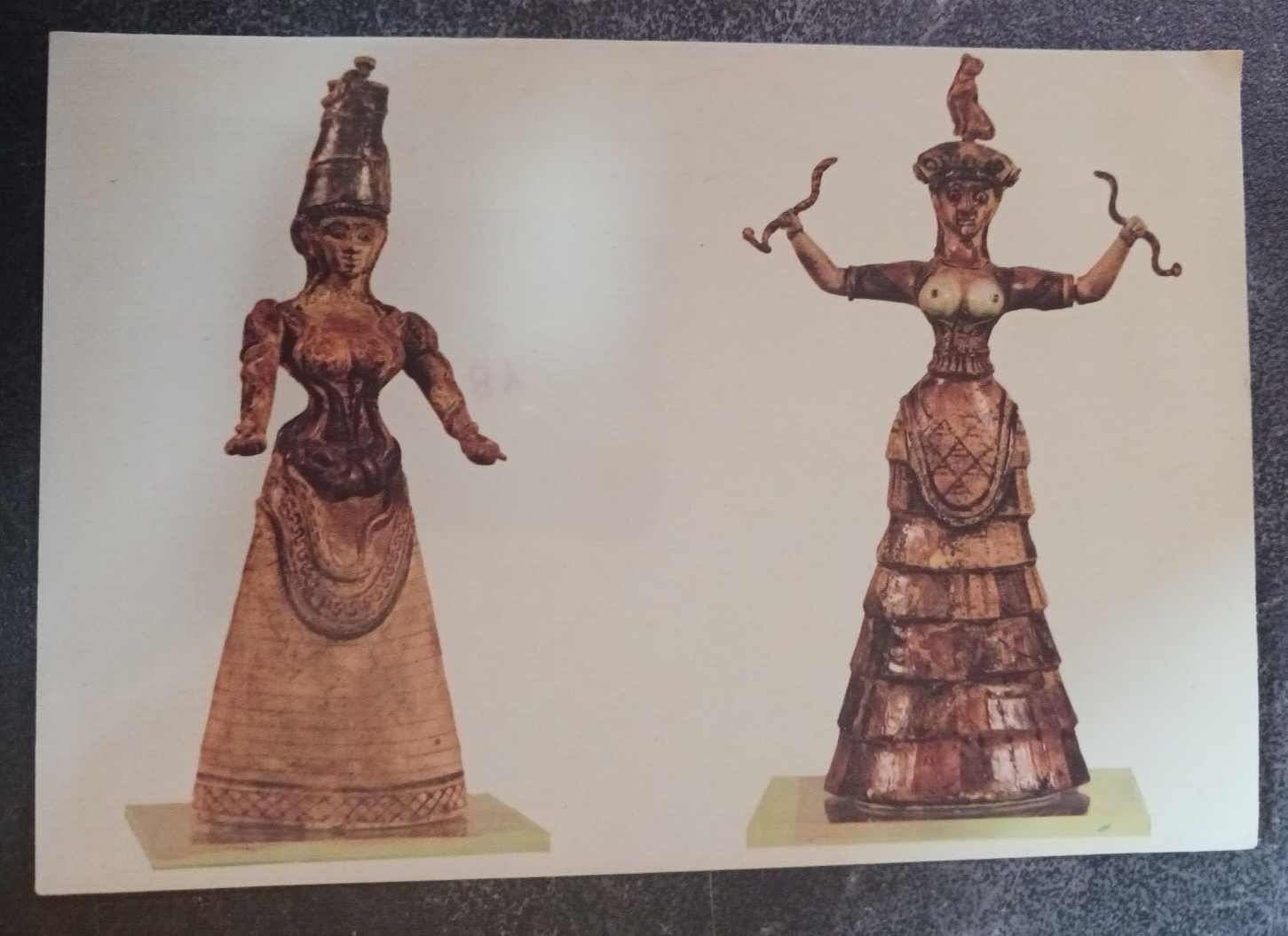 postcard Heraklion Museum Faience Snake Goddess from Knossos Crete ...
