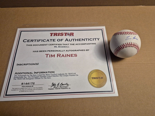 Tim Raines Signed Baseball Autograph Tristar Authenticity 33/36 | eBay