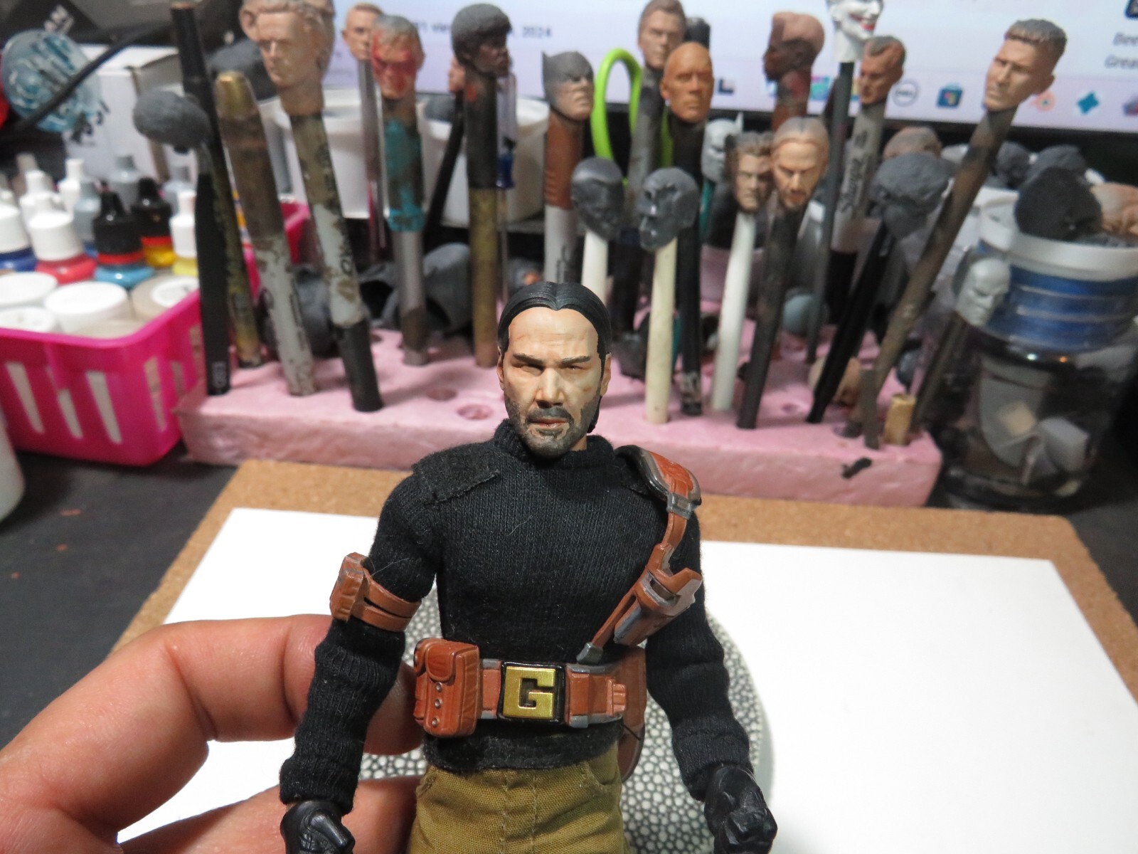 Custom painted head & neck for Keanu Reeves/John wick 3 (damaged) 1/12 ...