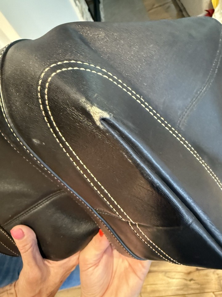 Coach Handbag Tote Leather Black #6460 shoulder strap logo Vintage ...