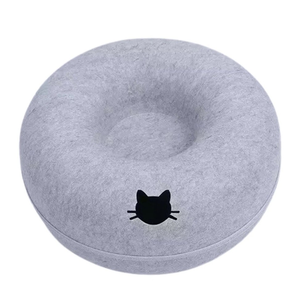 Felt Donut Cat Bed House 2-in-1 Tunnel Hide Toy | eBay