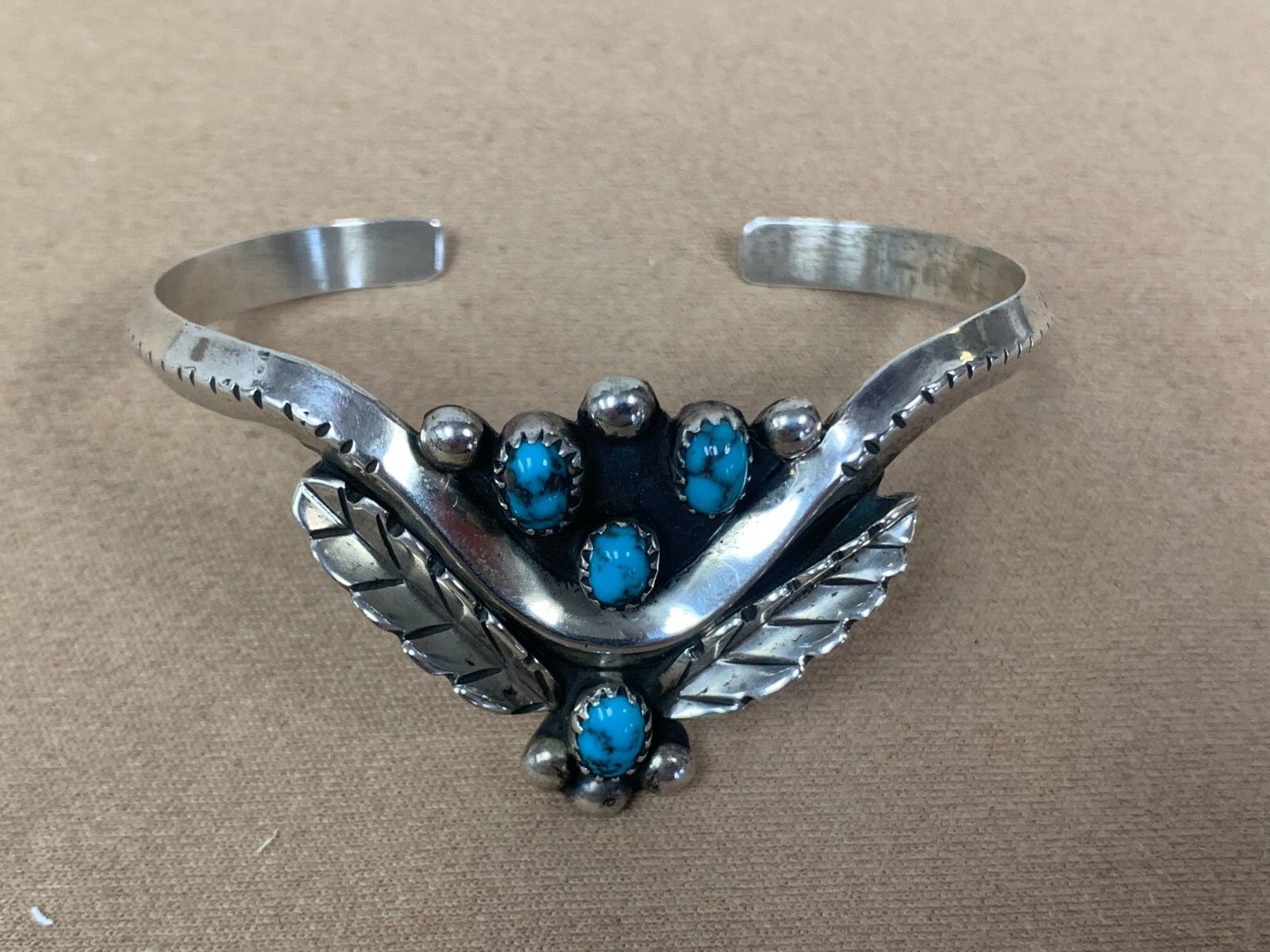 Navajo MARY S LEW Sterling Silver Turquoise V Cuff Bracelet 6.5" | eBay