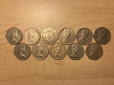 50p Fifty Pence Old large Coin Job Lot 69,73,76,77,78,79,80,81,82,83 ...