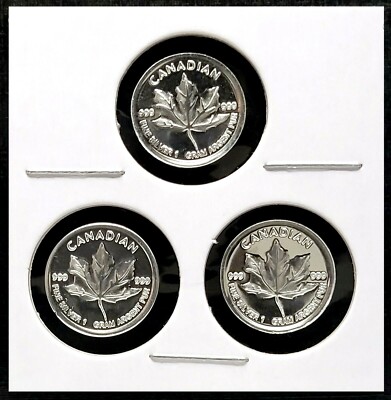 Canadian Maple Leaf & Map - 3 x 1g Gram Fine Silver Rounds!! | eBay