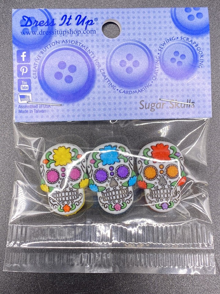 DAY OF DEAD SUGAR SKULL DIA DE LOS MUERTOS Shang back Buttons HAIRBOW ...