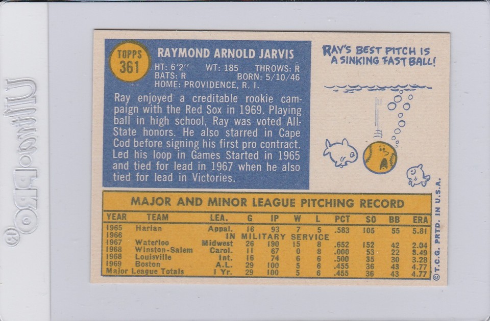 1970 Topps Ray Jarvis Boston Red Sox #361 Baseball Card Pitcher | eBay