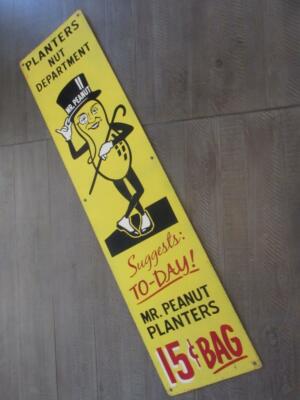 Vintage Planters Peanuts Store Display Sign Mr Peanut Original Antique ...
