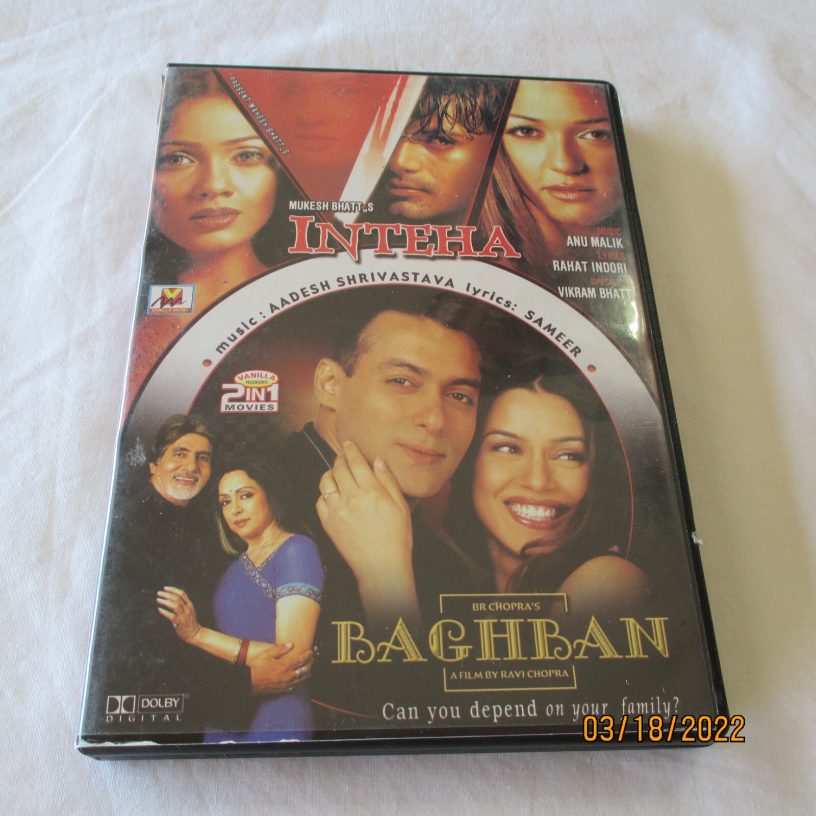 BOLLYWOOD Movies Baghban And Inteha DVD Movie 2 in 1 Hindi BOLLYWOOD ...