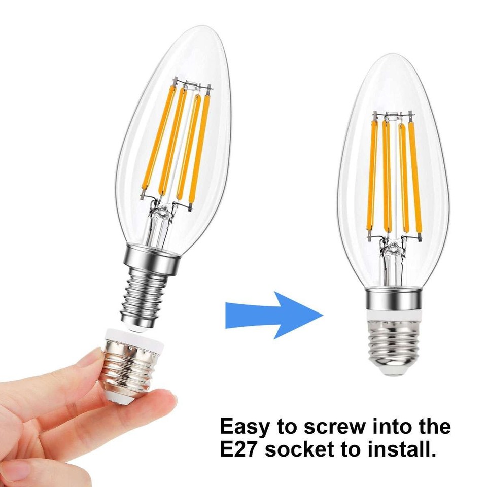 Light Bulb Socket Adapter Medium Base E26 E27 to E12 Candelabra Screw ...