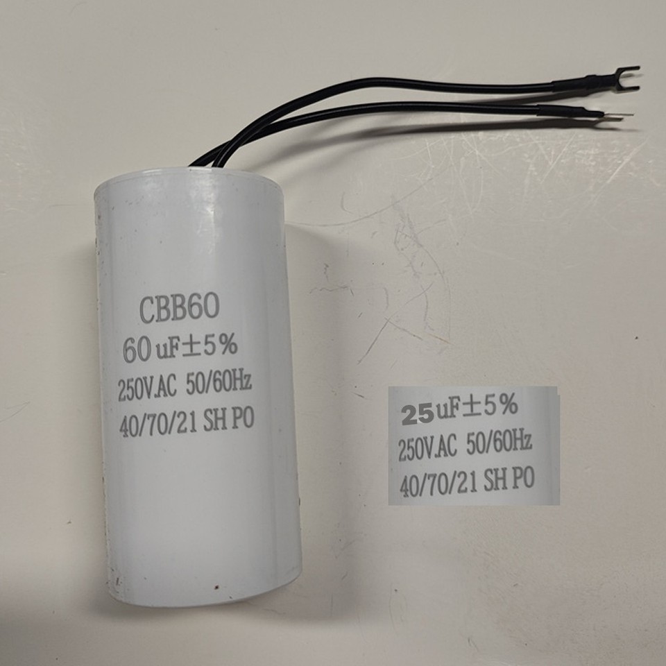 25UF 250VAC Wire Motor Run Capacitor 250V CBB60 25UF Round White 50 ...