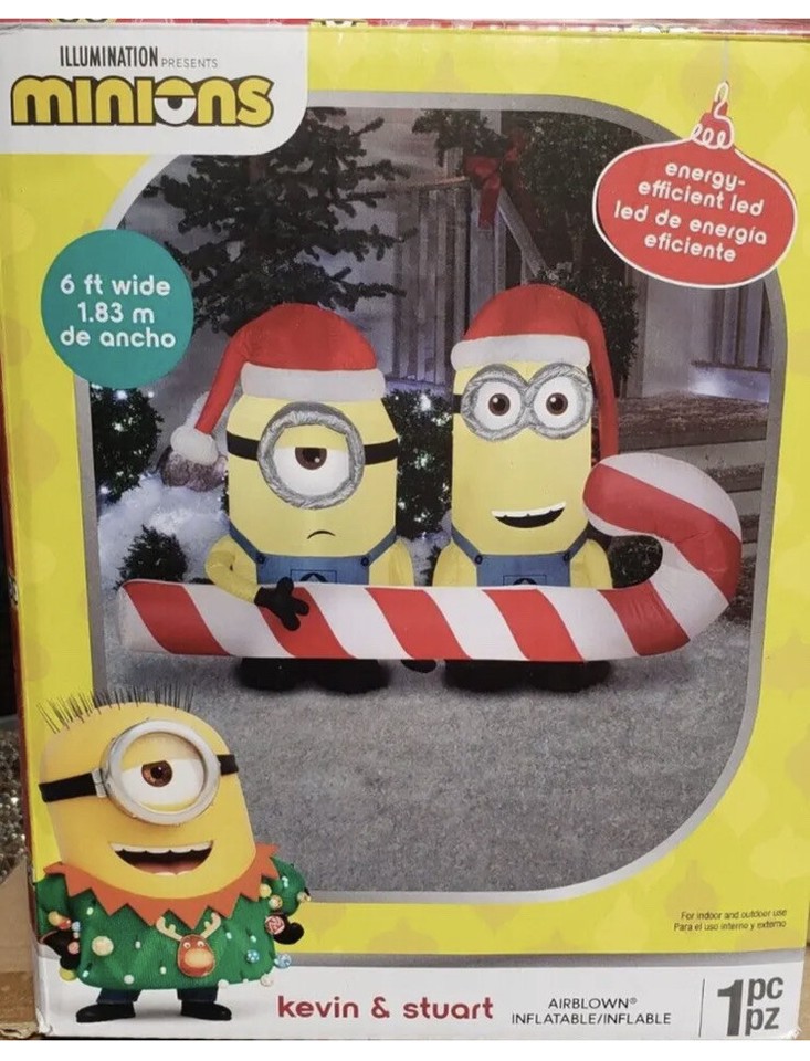 Carl & Dave Minions Holding Candy Cane Scene - Inflatable Minion ...