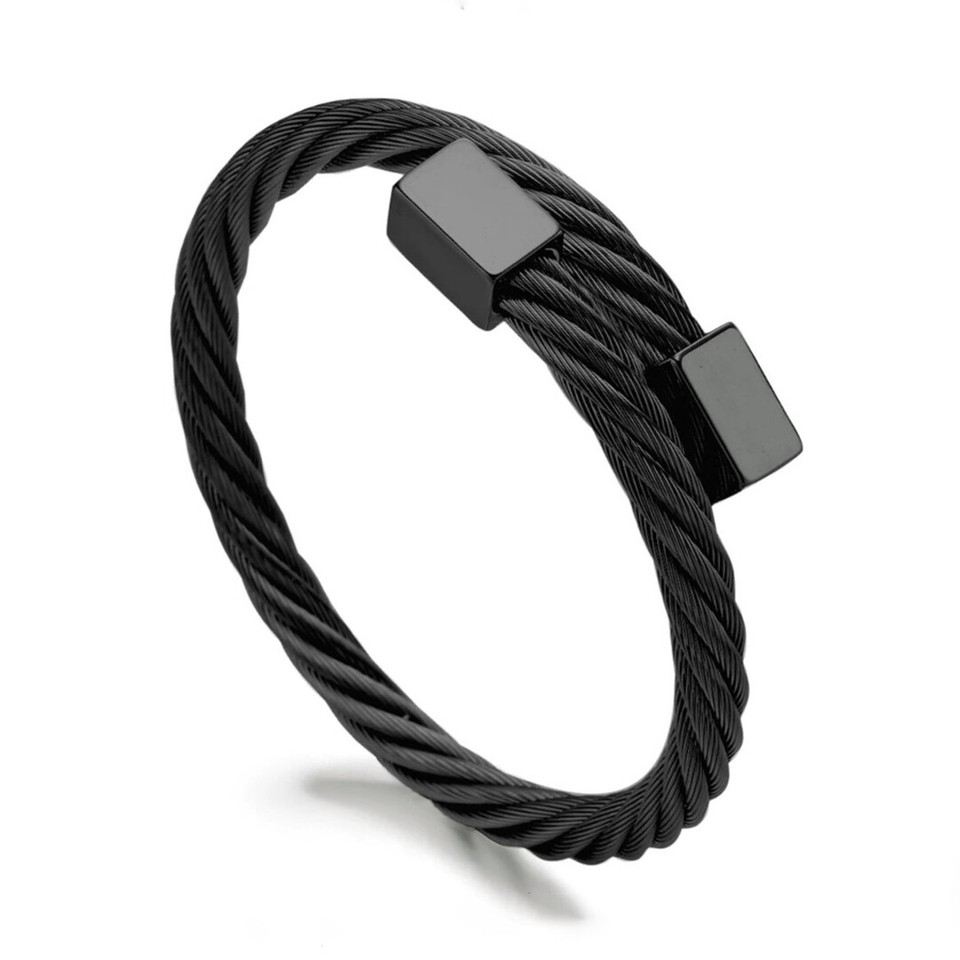 Luxury Stainless Steel Roman Number Wristband Bangle Twist Cable Wire ...