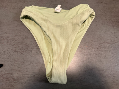 bitsy cut NEW green ribbed L SPACE lined swimsuit bikini bottom size ...