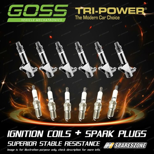 6 GOSS Ignition Coils + 6 Tri-Power Spark Plugs for Peugeot 406 D9 ...