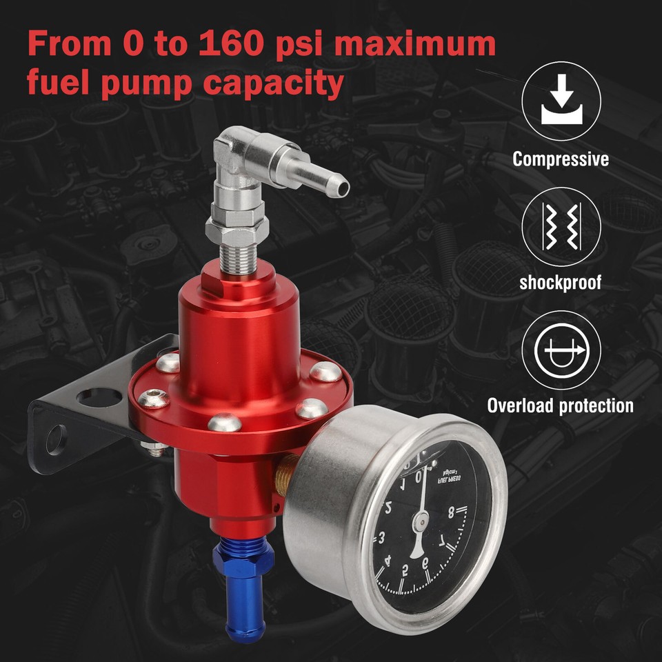 Universal Adjustable Car Fuel Pressure Regulator with Oil Gauge Kit 0 ...
