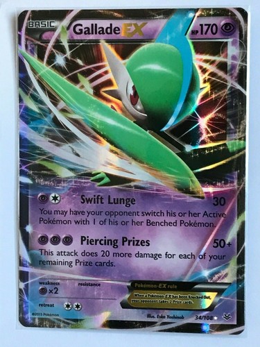 Gallade EX ULTRA RARE 34/108 XY Roaring Skies Pokemon card TCG NM HOLO ...