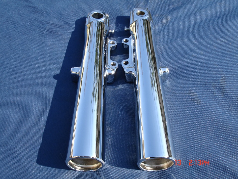 HARLEY CHROME LOWER FORK SLIDERS LEGS Street Glide Exchange Progr 00-13 ...