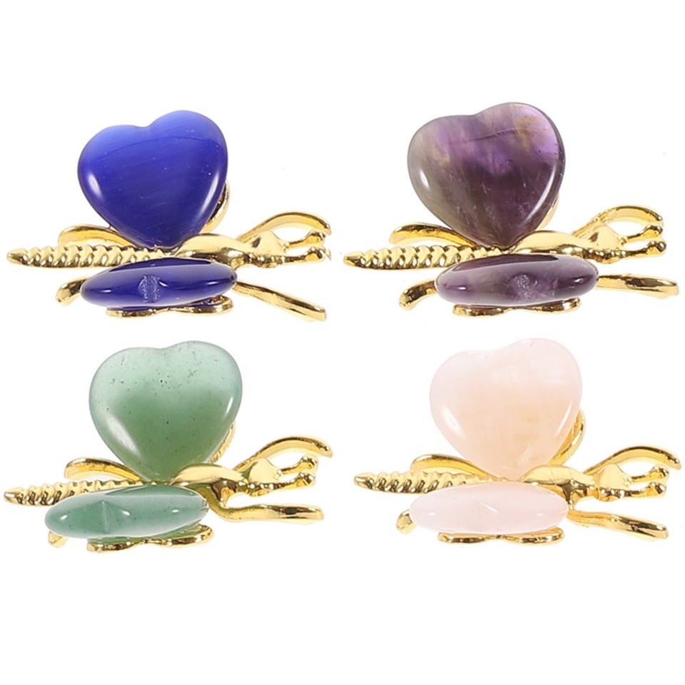 4 Pcs Desk Butterflies Figurines Crystal Glass Butterfly Ornaments ...