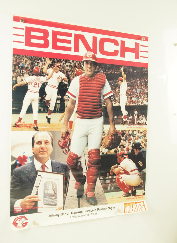 vtg Johnny Bench Night poster ~ Cincinnati Reds 1989 ~ MLB HOF ...