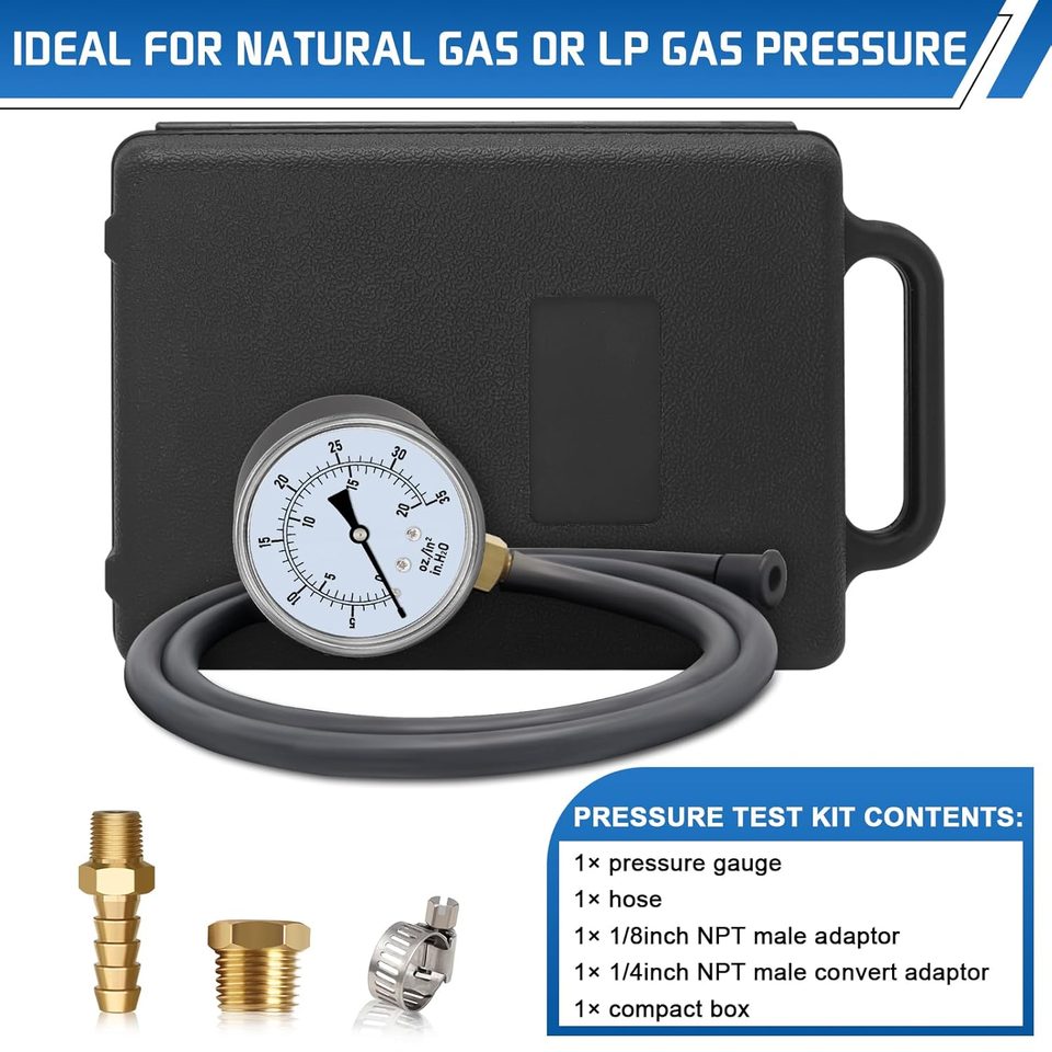 Manometer Gas Pressure Tester, Natural Gas or LP Gas Manifold Pressure ...