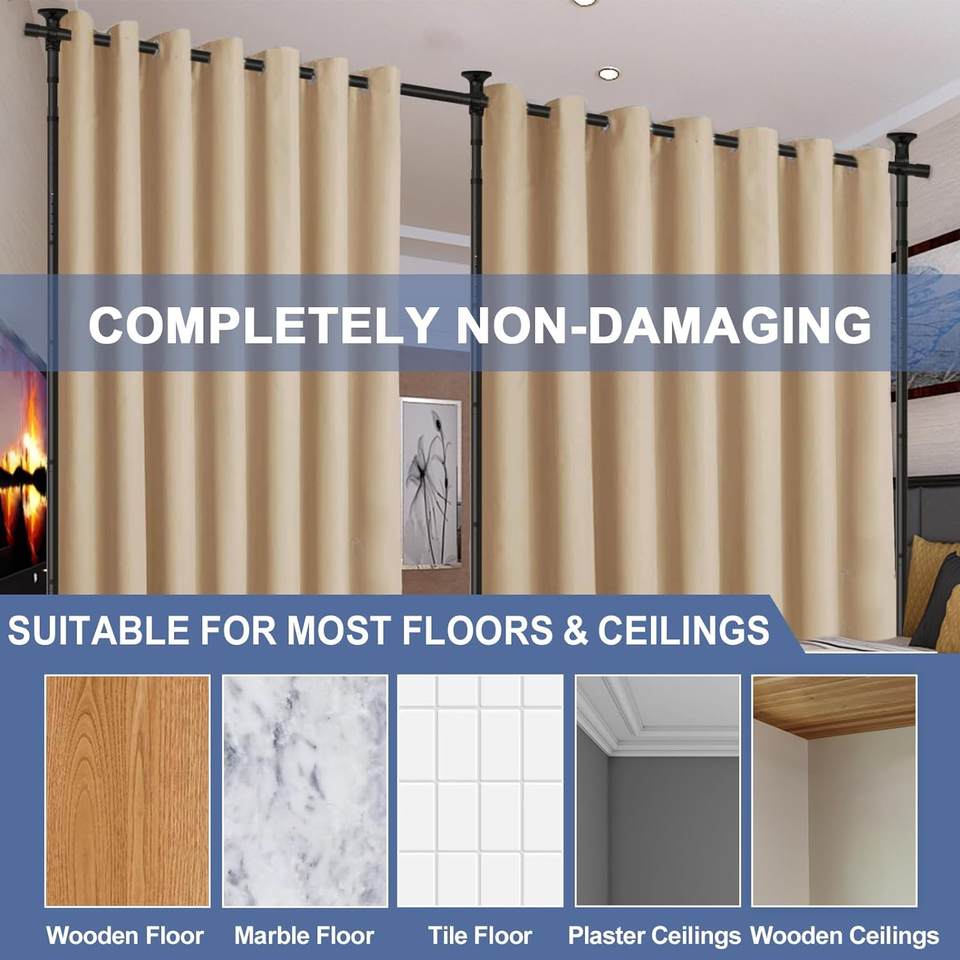 Room Corner Divider Partition 28~114" Wide x48"~120" high Tension black ...